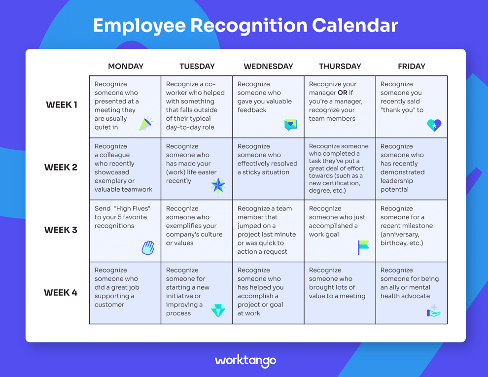 Employee Recognition Calendar